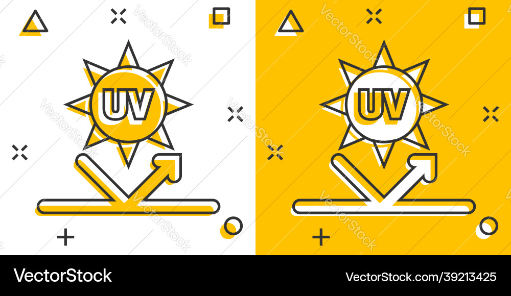 Uv radiation icon in comic style ultraviolet Vector Image