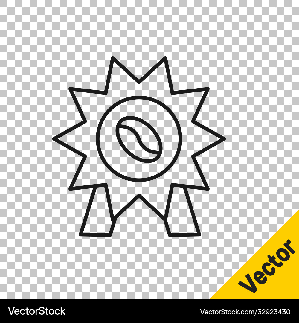 Black line medal for coffee icon isolated Vector Image