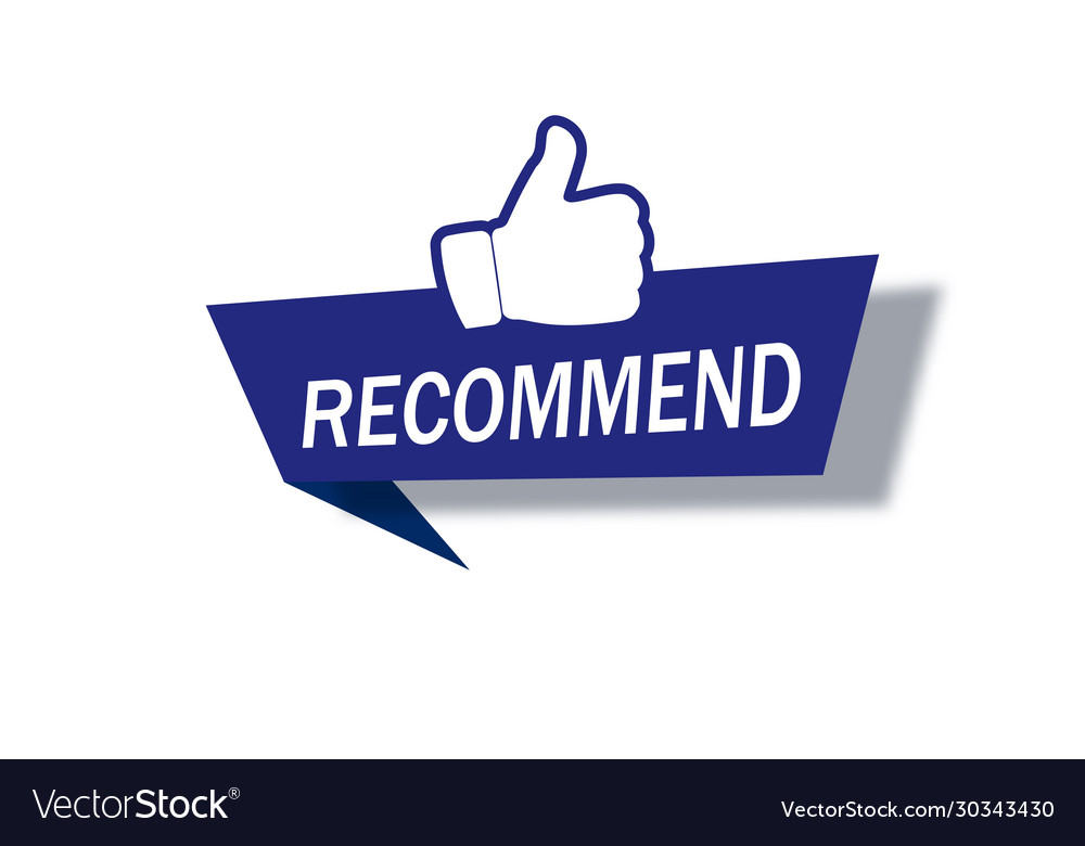 Blue banner recommended with thumbs up Royalty Free Vector Blue banner recommended with thumbs up Royalty Free Vector