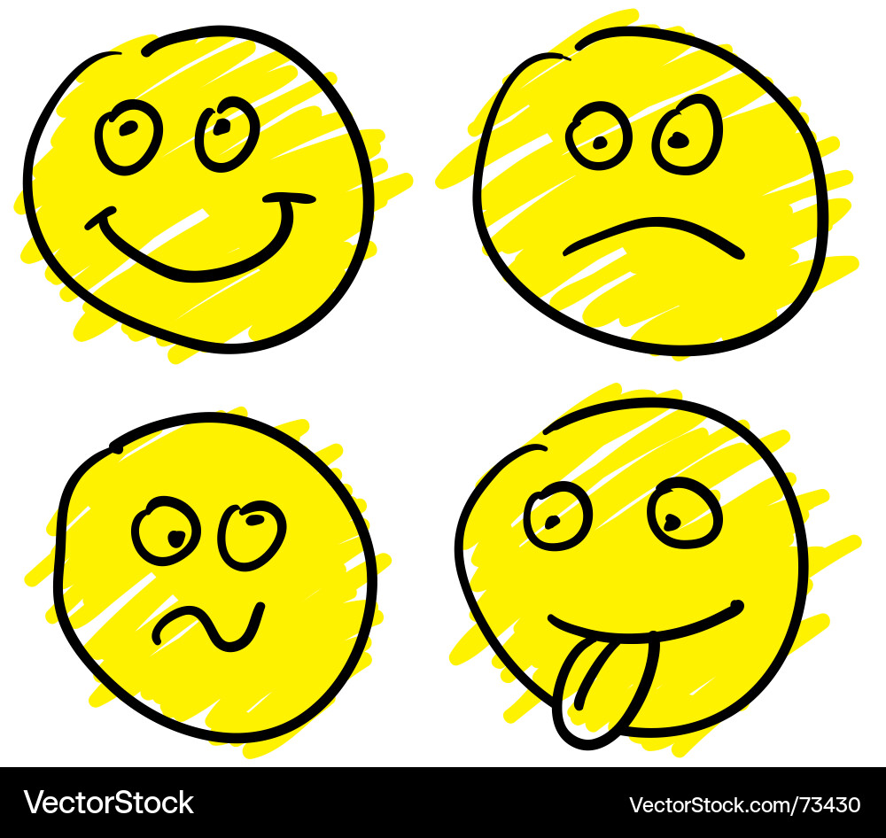 Cartoon set of smiles Royalty Free Vector Image