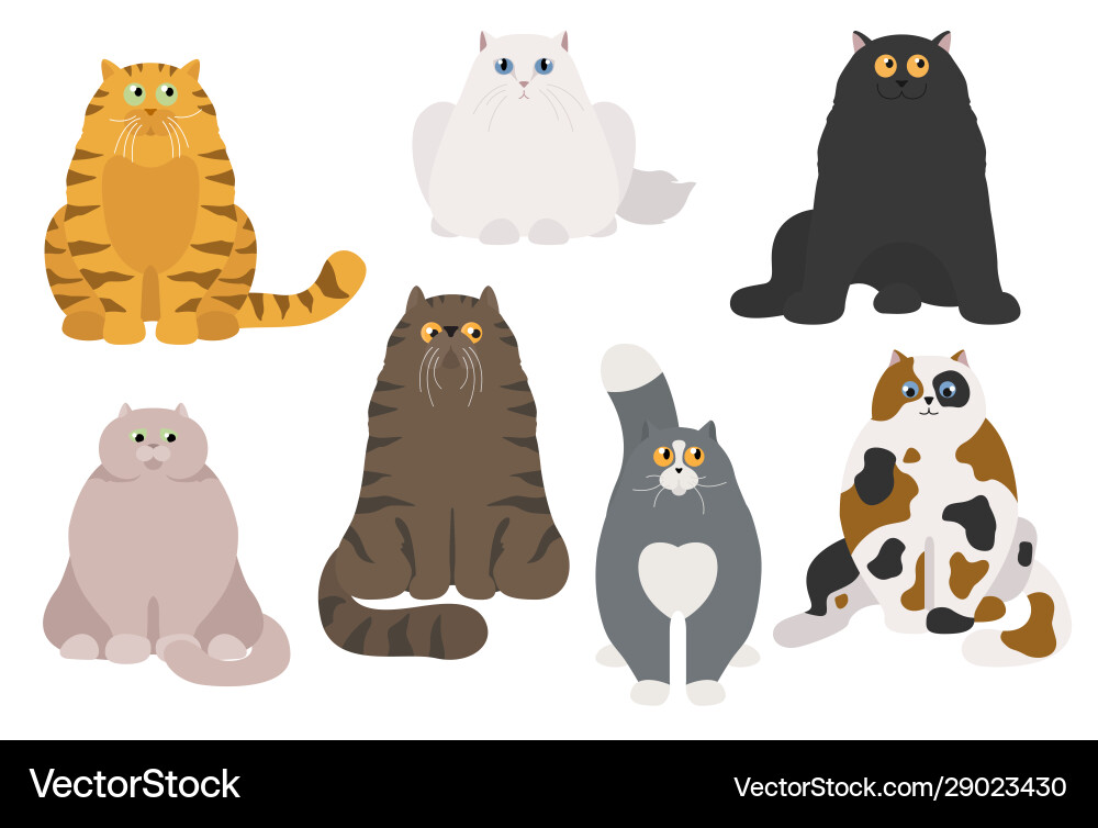 Cat poster cartoon characters collection Vector Image