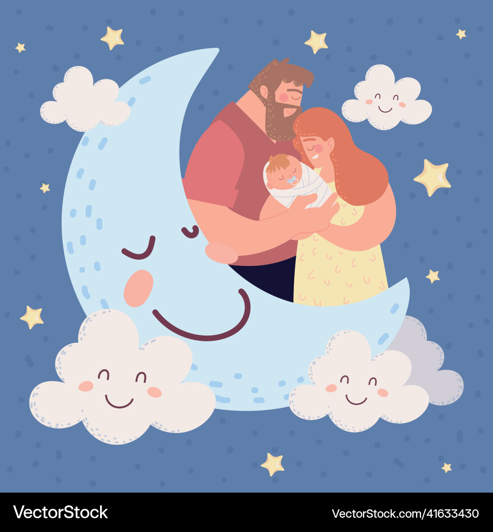 Cute parents and baby Royalty Free Vector Image