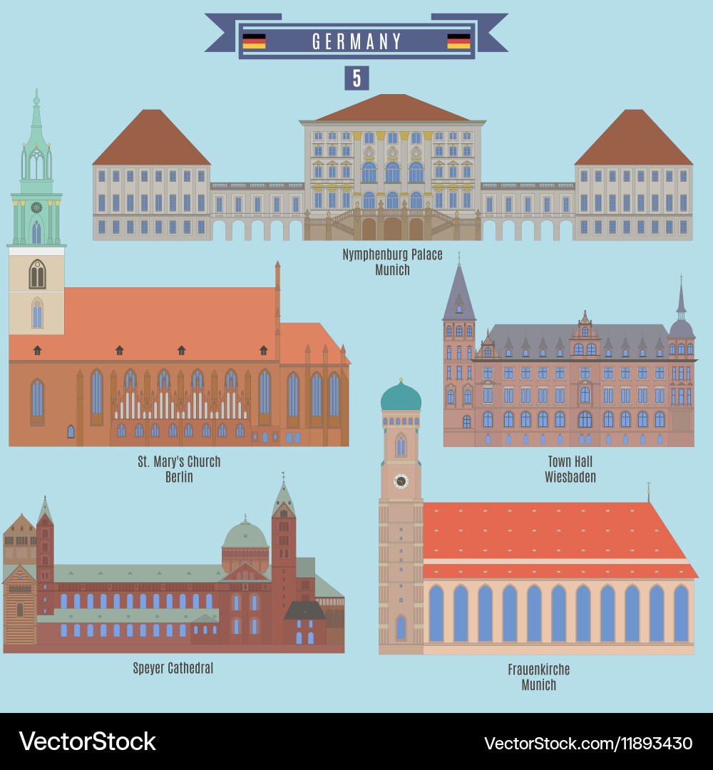 Famous places in germany Royalty Free Vector Image