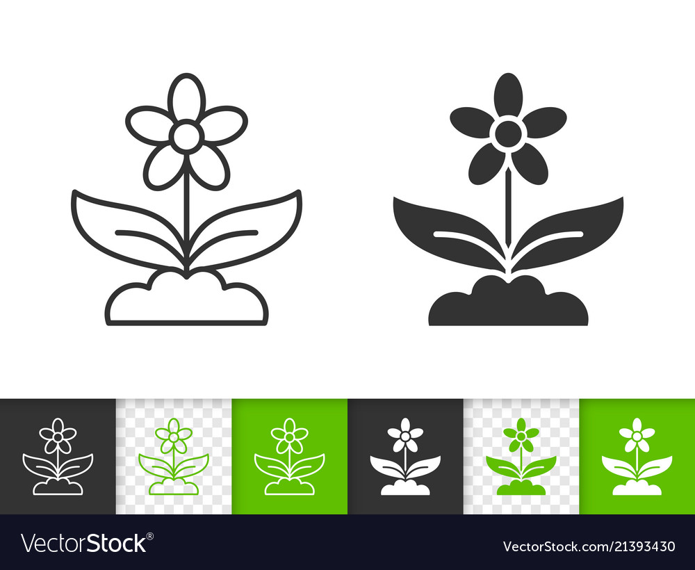 Flower simple black line icon Royalty Free Vector Image