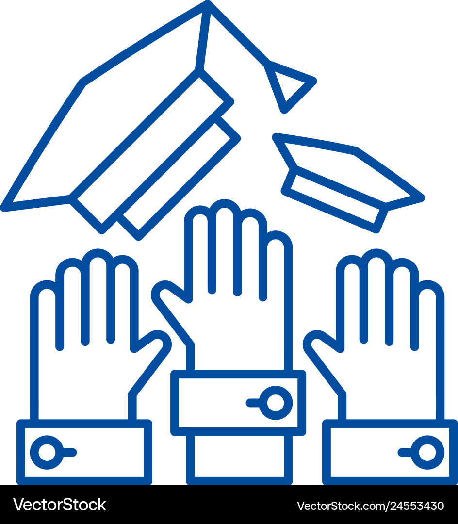 Graduation ceremony line icon concept graduation Vector Image