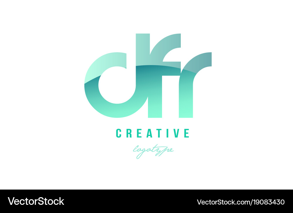 Green gradient pastel modern dfr d f r alphabet Vector Image