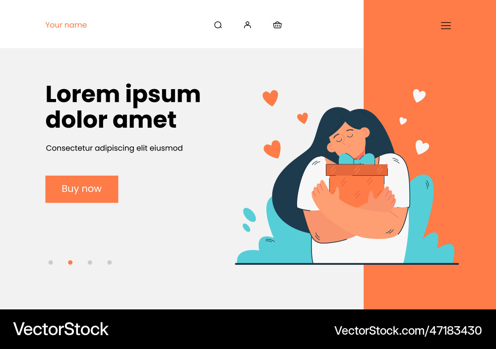 Happy girl hugging present box Royalty Free Vector Image