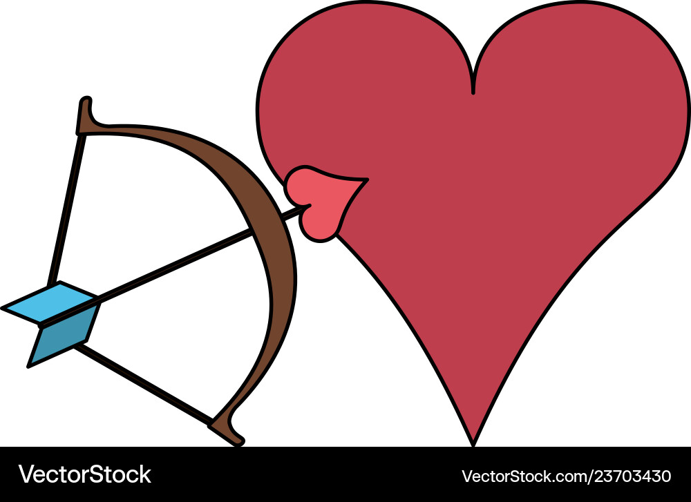 Heart and arch with bow arrow Royalty Free Vector Image