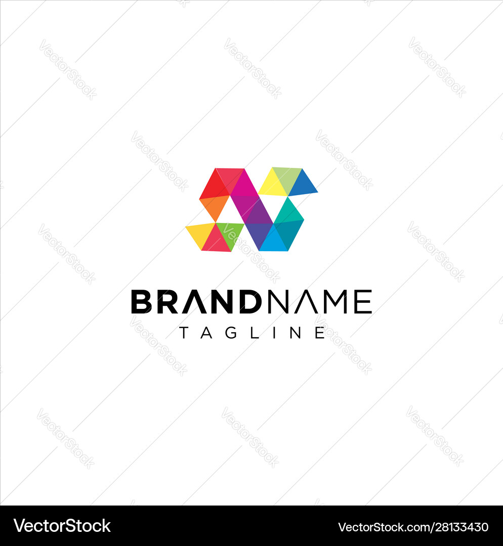 Letter n logo pixel triangle geometric colorful Vector Image