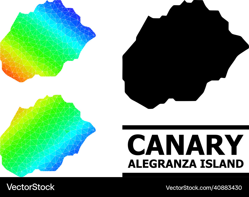 Lowpoly rainbow map of alegranza island Royalty Free Vector
