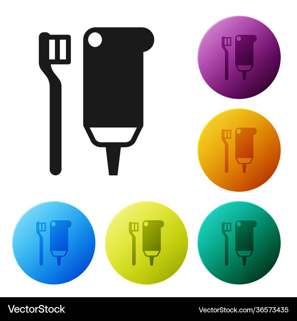 Black toothbrush and tube toothpaste icon Vector Image