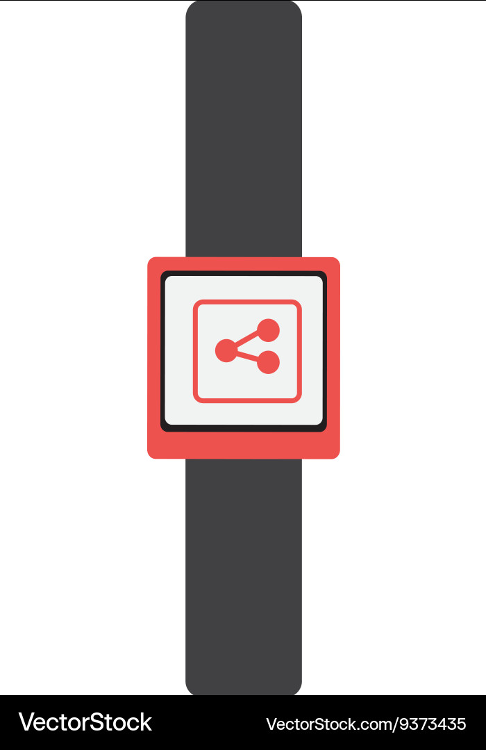 Black watch with red frame and media icon Vector Image