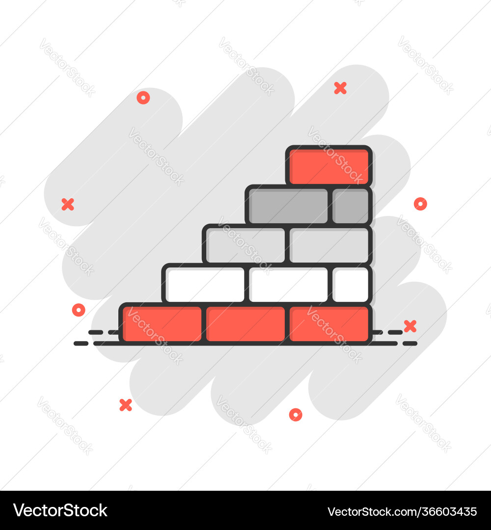 Cartoon wall brick icon in comic style sign Vector Image