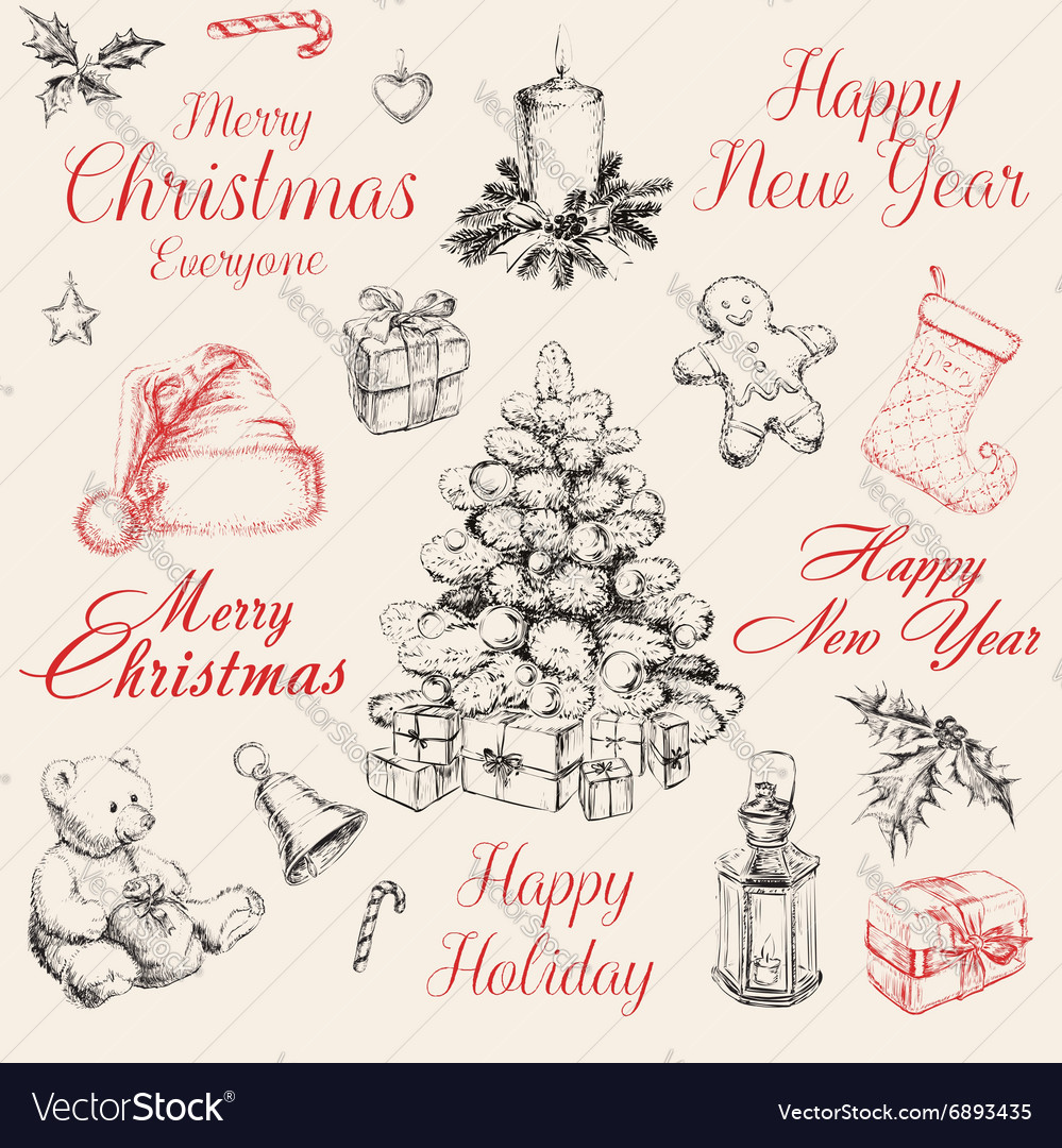 Christmas decorations set Royalty Free Vector Image
