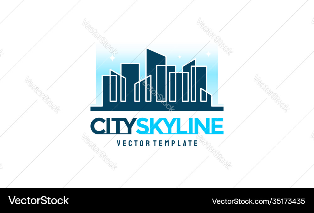 City skyline line art building construction Vector Image