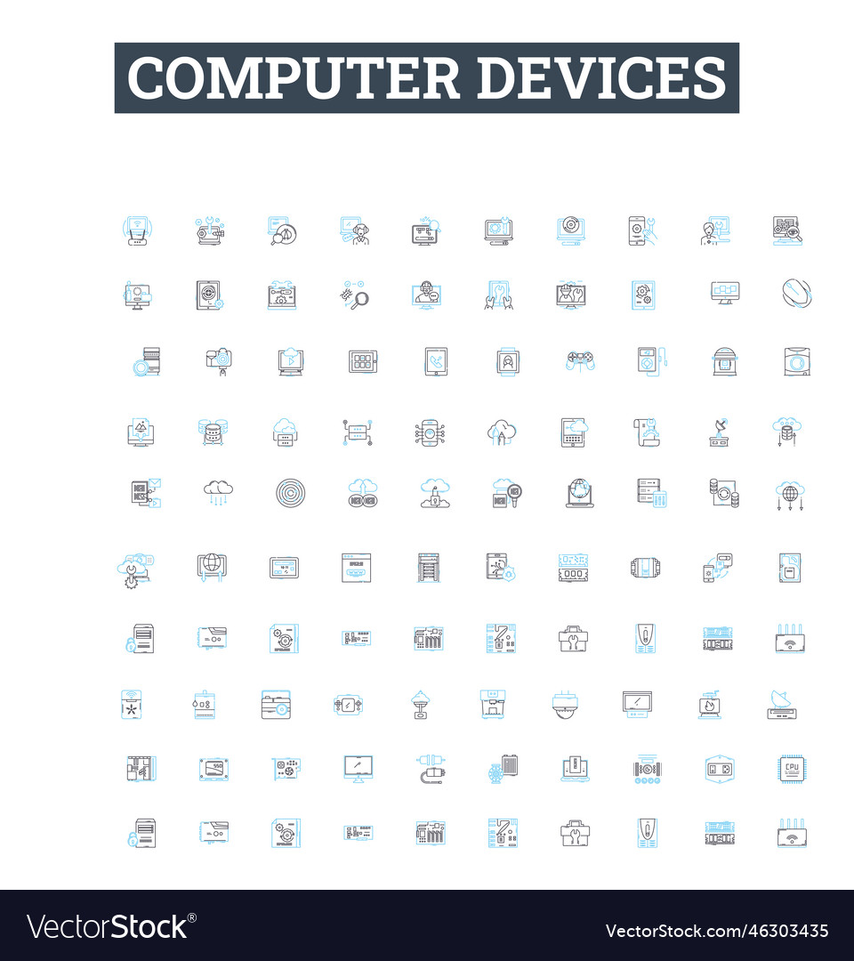Computer devices line icons set laptop Royalty Free Vector Computer devices line icons set laptop Royalty Free Vector