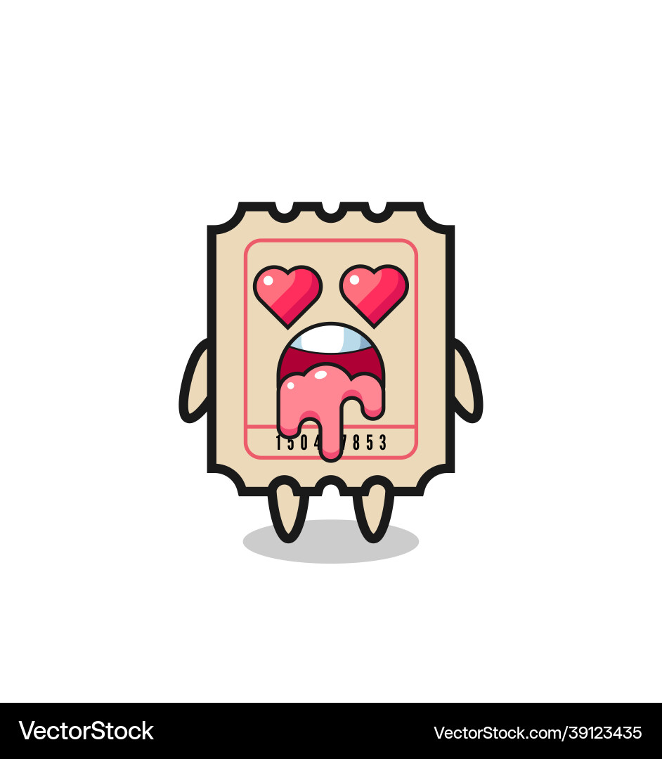 Falling in love expression of a cute ticket Vector Image