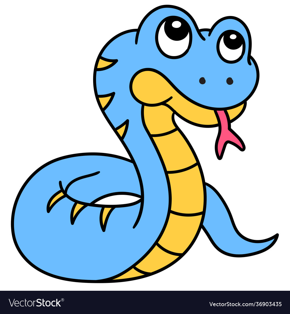 Giant venomous python doodle kawaii icon Vector Image