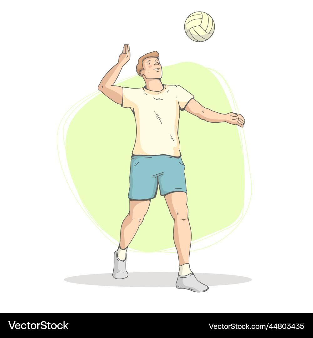 Hand drawn man playing volleyball Royalty Free Vector Image