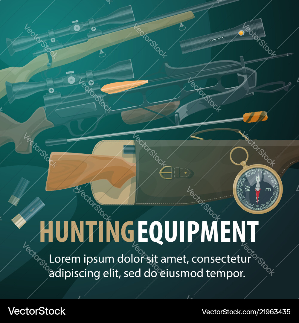 Hunting equipment weapon and ammunition Royalty Free Vector