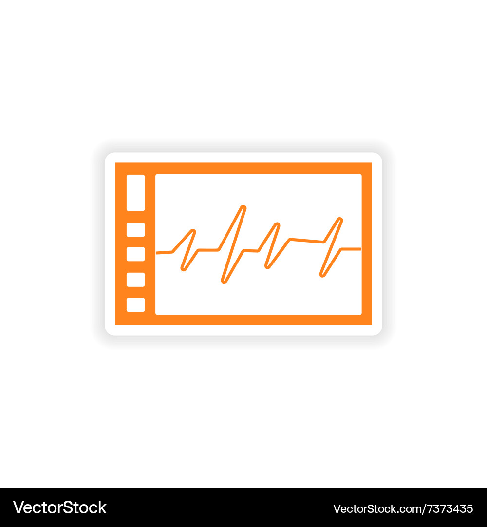 Icon sticker realistic design on paper ecg Vector Image