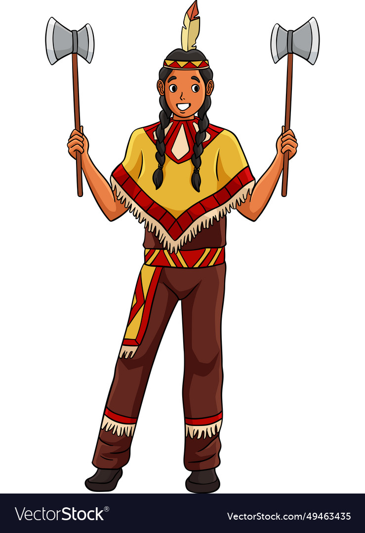 Native american indian with a tomahawk clipart Vector Image