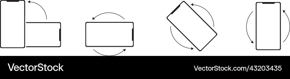 Rotate mobile phone device rotation symbol set Vector Image