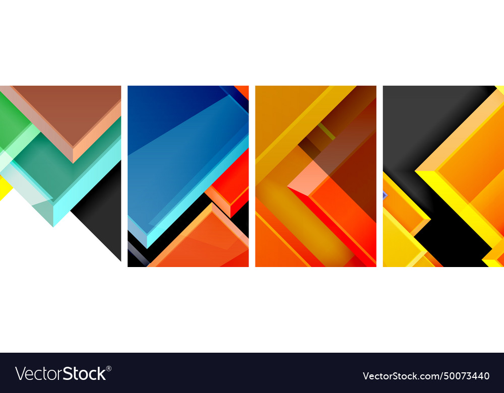 Color glass glossy square composition poster set Vector Image