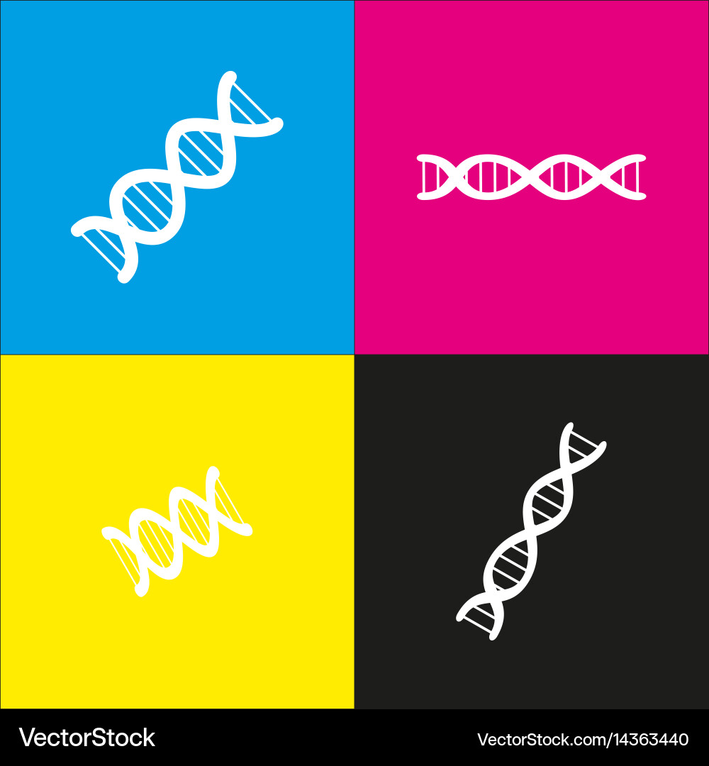 Dna sign white icon with isometric Royalty Free Vector Image
