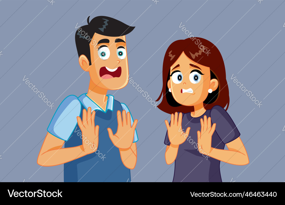 Funny couple making rejection gesture together Vector Image