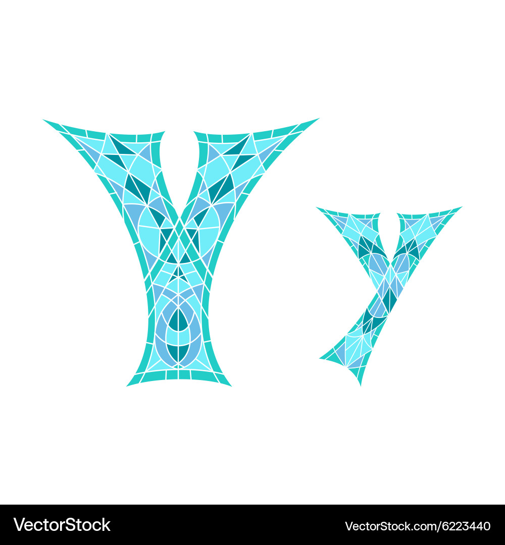 Low poly letter y in blue mosaic polygon Vector Image