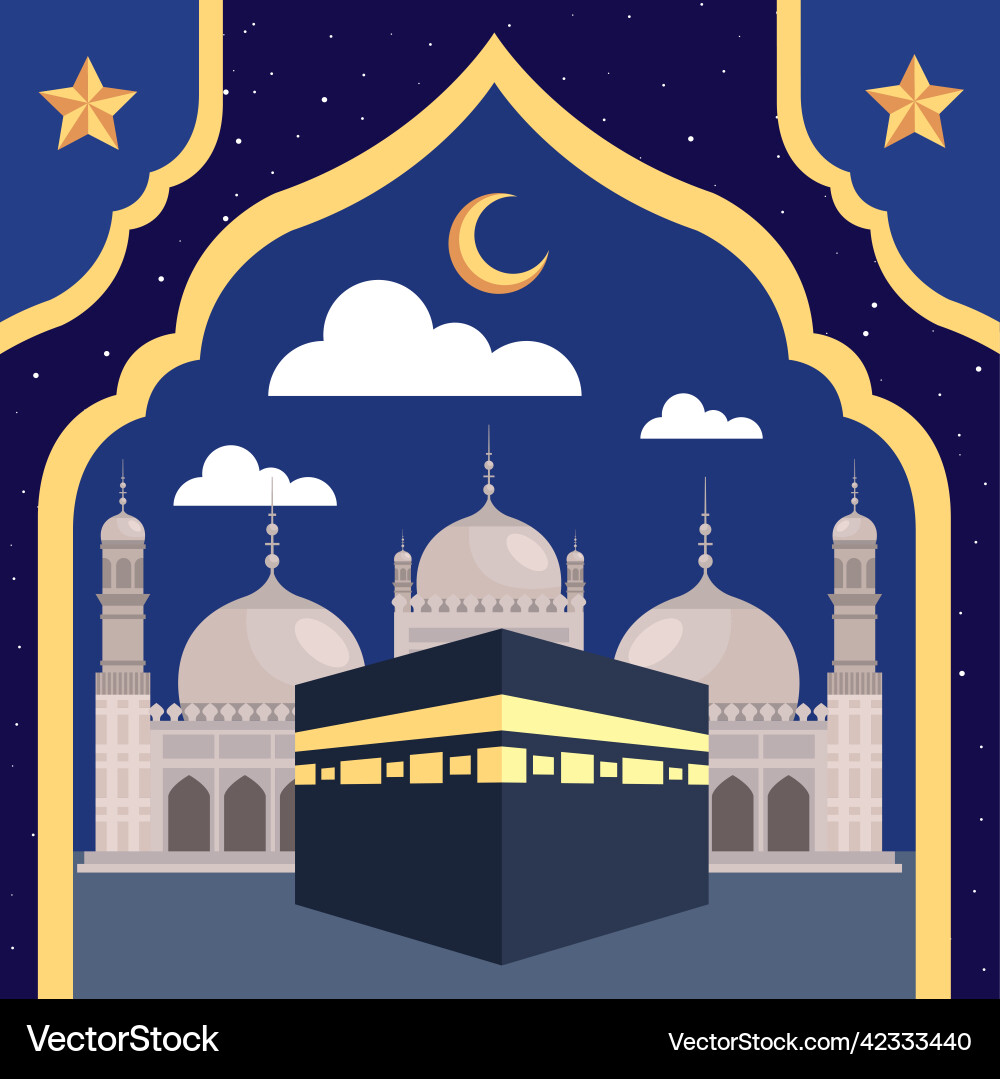 Mecca and mosque muslim Royalty Free Vector Image