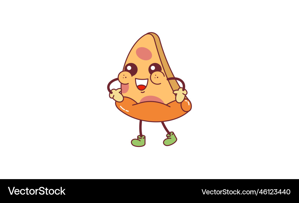 Pizza in retro cartoon style Royalty Free Vector Image