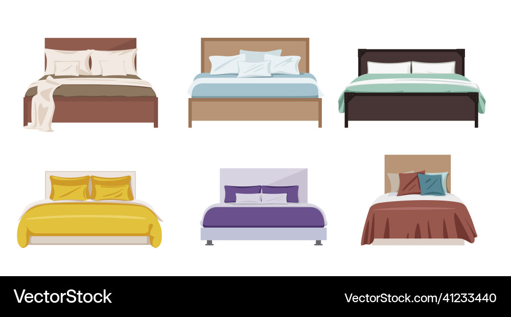 Set of beds different form on white background Vector Image