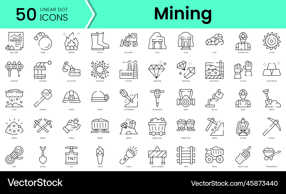 Set of mining icons line art style bundle Vector Image