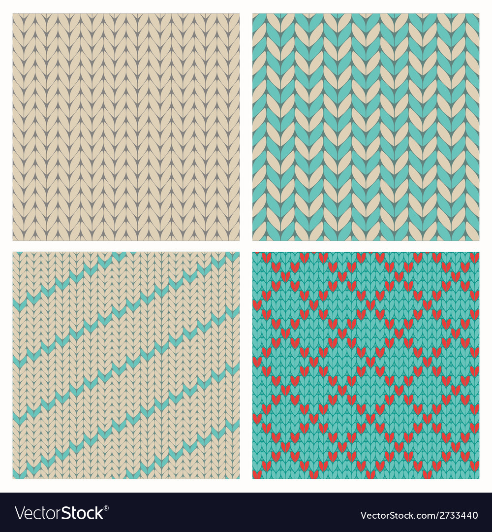 Set seamless knitting patterns Royalty Free Vector Image