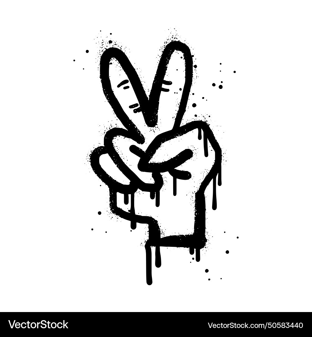 Spray painted graffiti hand gesture v sign Vector Image