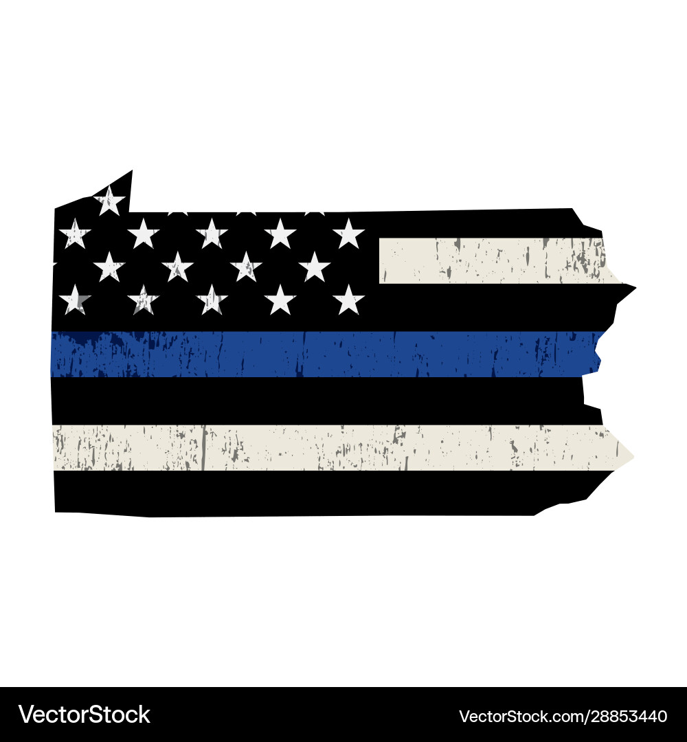 State pennsylvania police support flag Royalty Free Vector