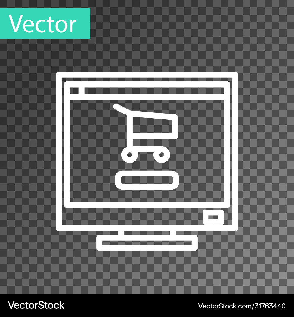 White line shopping cart on screen computer icon Vector Image
