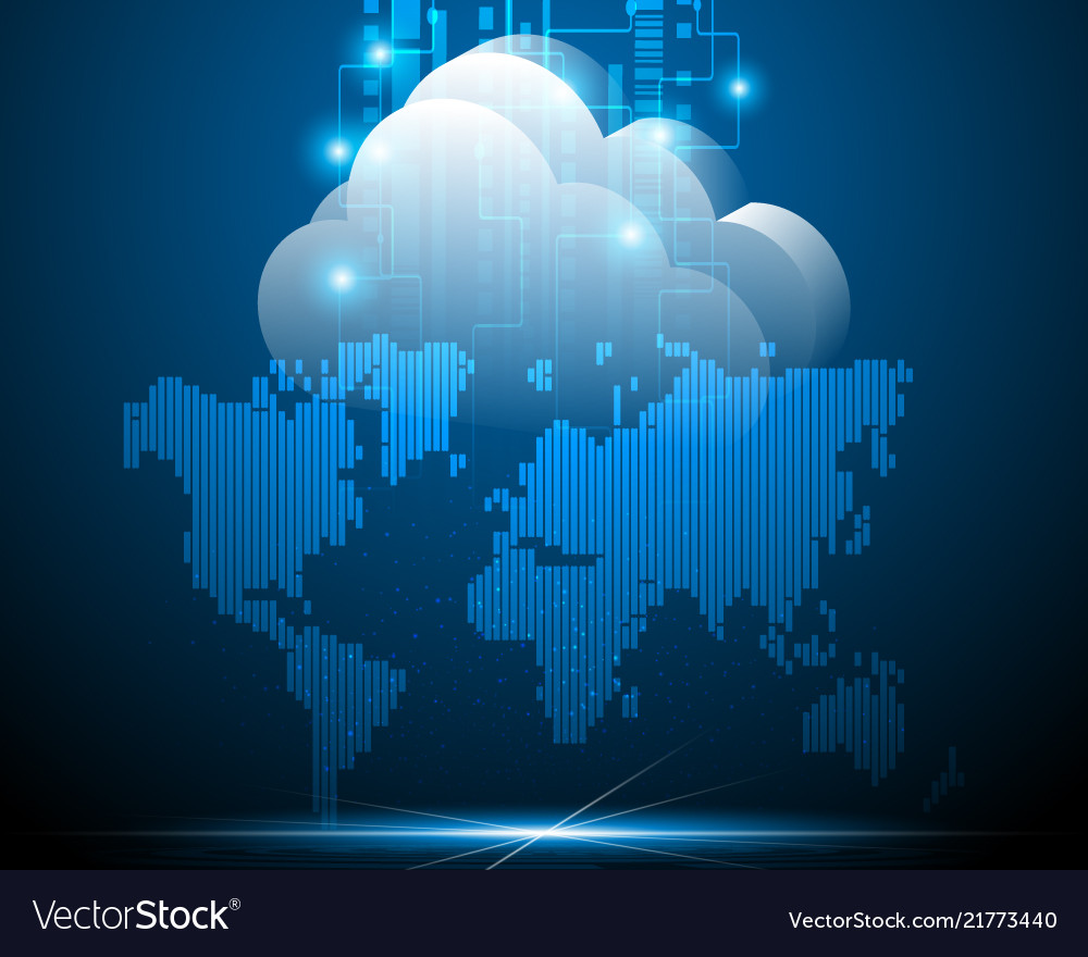 World map computer network and cloud computing Vector Image