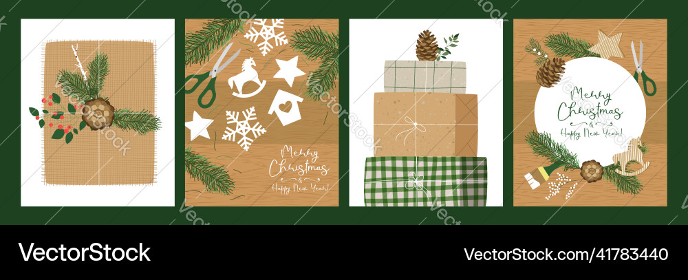 Year recycled nature gift card set Royalty Free Vector Image