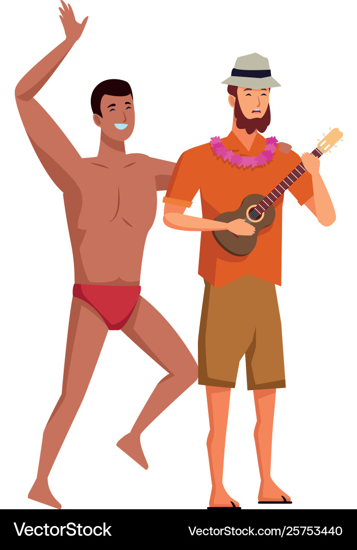 Young men in summer time cartoons Royalty Free Vector Image