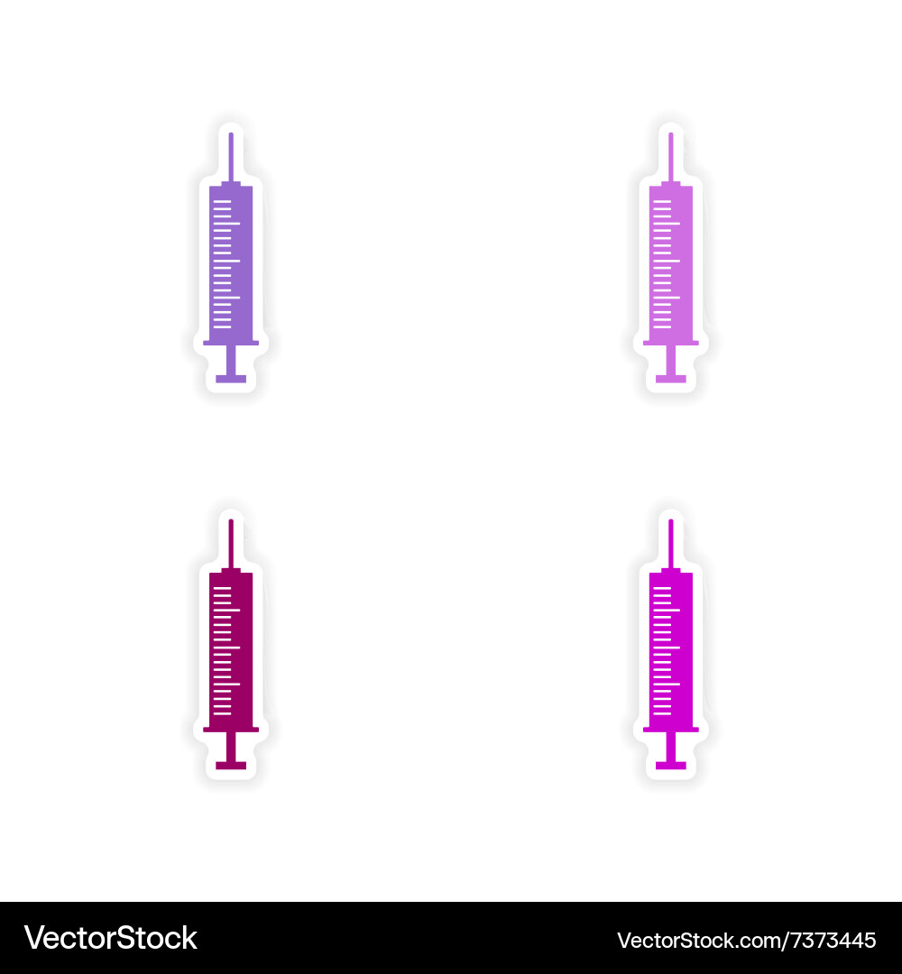 Assembly realistic sticker design on paper syringe