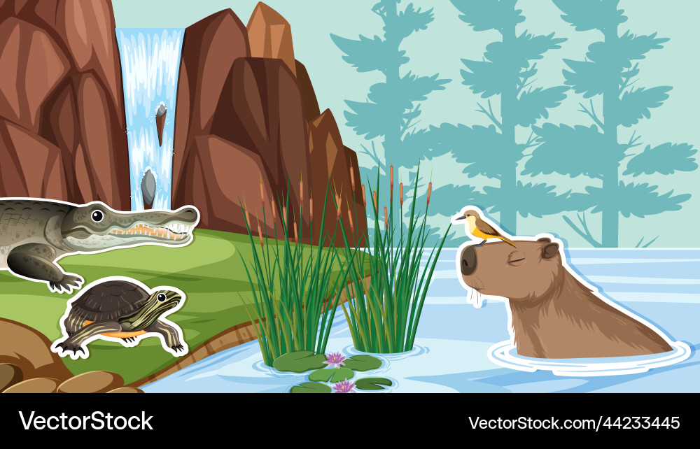 Background template of wild animals Royalty Free Vector