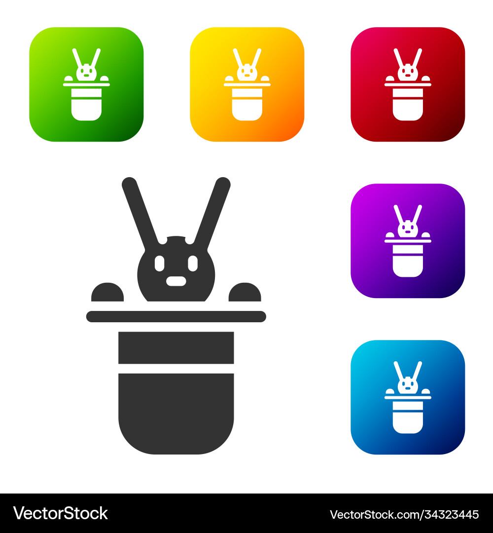 Black magician hat and rabbit icon isolated Vector Image