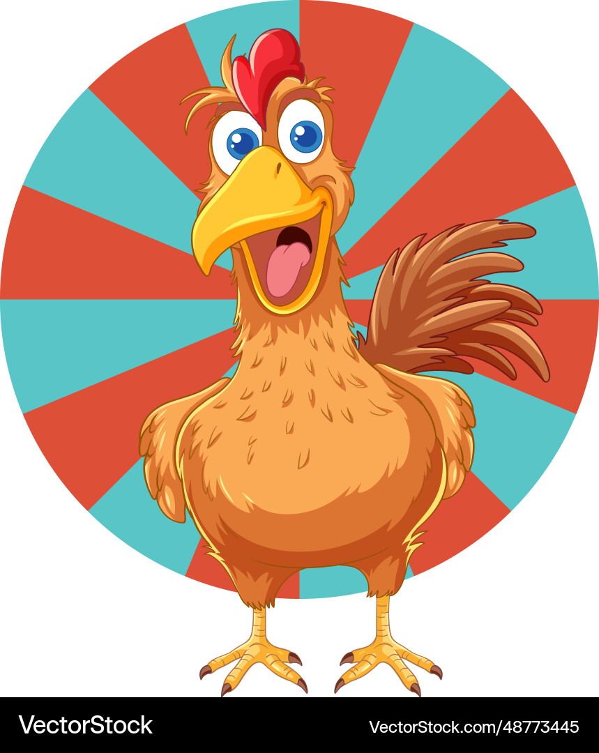 Cheerful brown chicken cartoon Royalty Free Vector Image