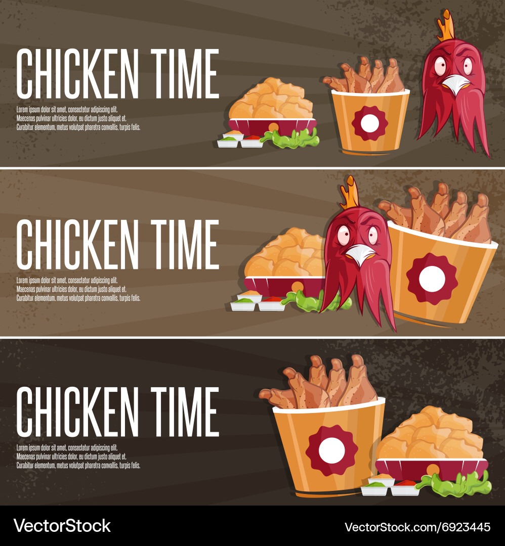 Chicken time fast food banners Royalty Free Vector Image