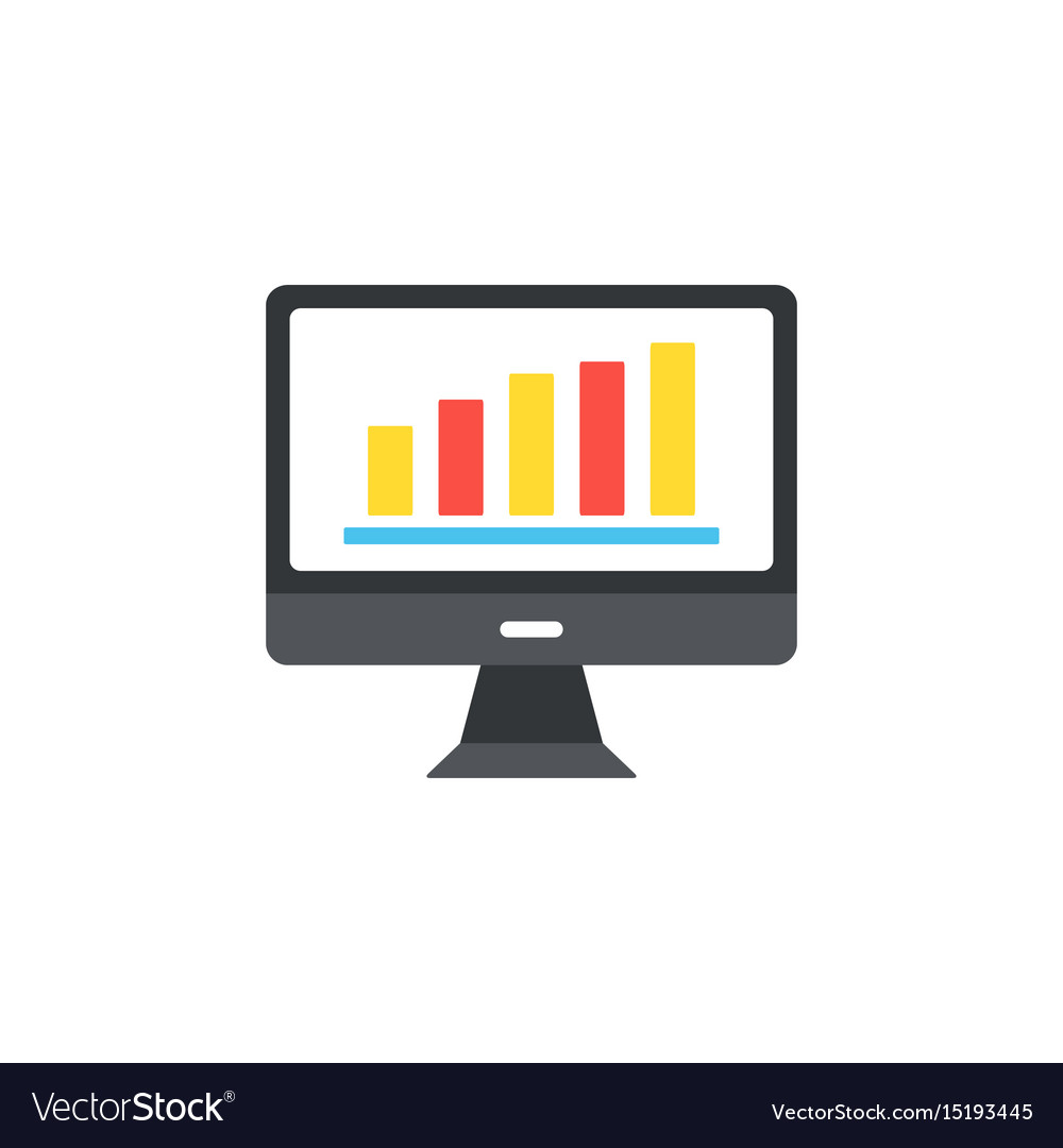 Computer icon in the flat style monitor chart Vector Image