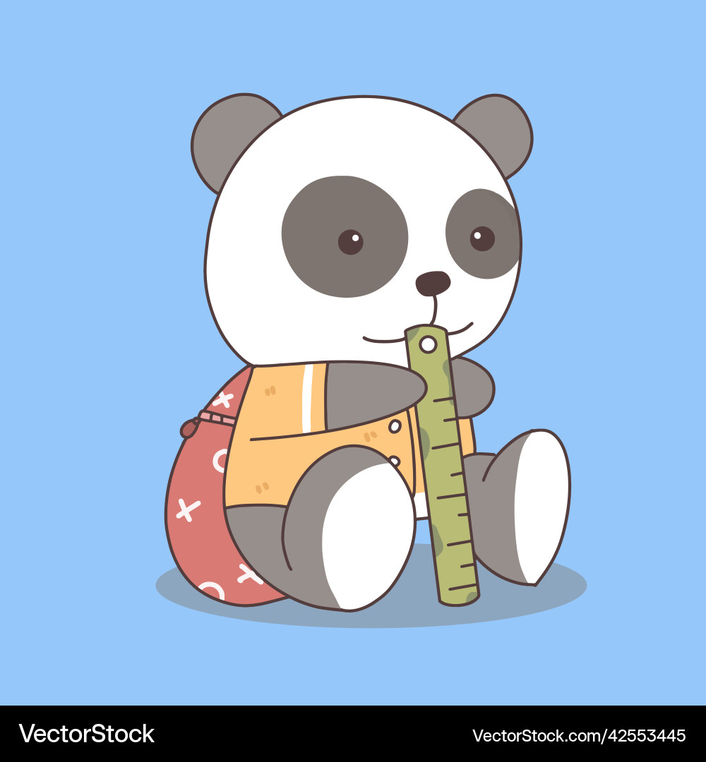 Cute panda animal student character with school Vector Image