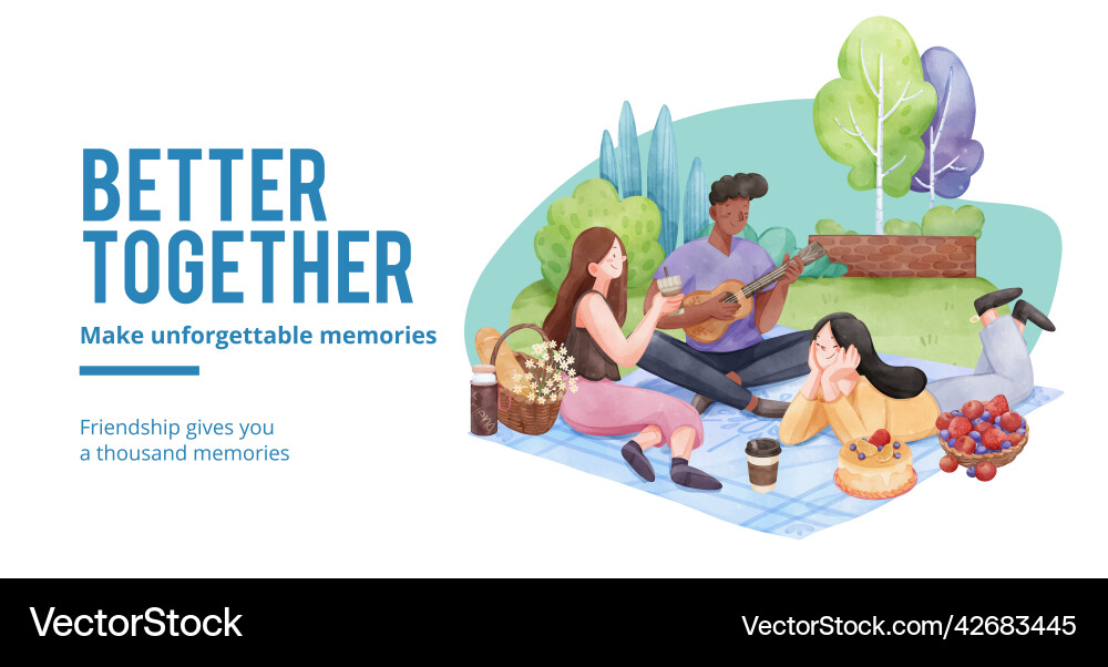 Facebook template with friendship memories Vector Image
